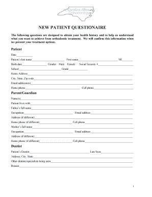 Fillable Online NEW PATIENT QUESTIONAIRE Fax Email Print - pdfFiller