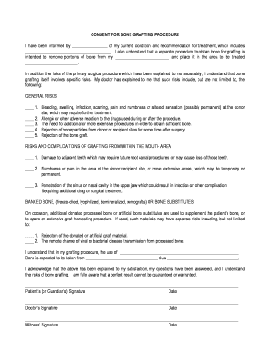 Fillable Online CONSENT FOR BONE GRAFTING PROCEDURE Fax Email Print ...