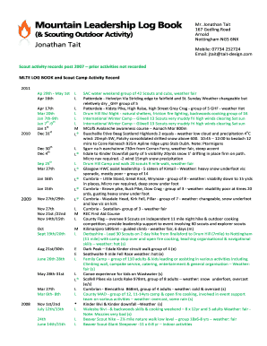 Fillable Online Mountain Leadership Log Book Fax Email Print - pdfFiller