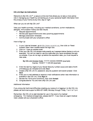 Fillable Online CS Link Sign Up Instructions Fax Email Print - pdfFiller