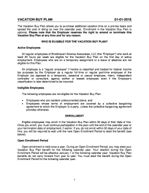 Fillable Online VACATION BUY PLAN Fax Email Print - pdfFiller