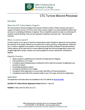 Fillable Online CTC TUITION WAIVER PROGRAM Fax Email Print - pdfFiller