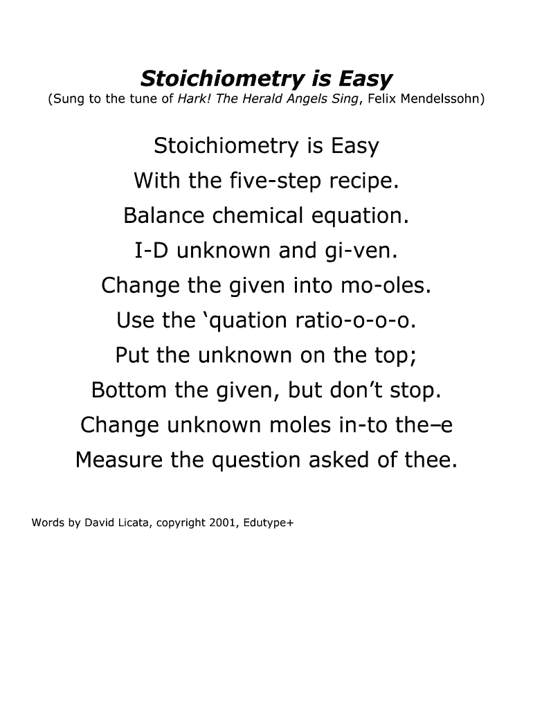 Fillable Online Stoichiometry is Easy Fax Email Print - pdfFiller