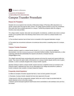 Fillable Online Campus Transfer Procedure Fax Email Print - pdfFiller