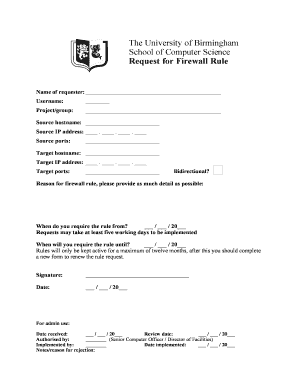 Fillable Online Request for Firewall Rule Fax Email Print - pdfFiller