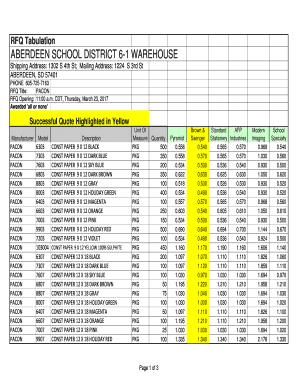Fillable Online RFQ Tabulation Fax Email Print - pdfFiller