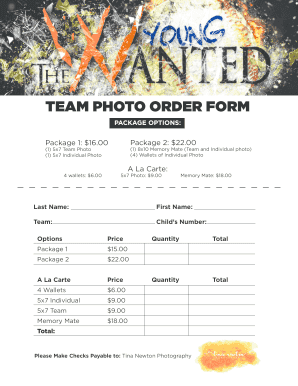 Fillable Online TEAM PHOTO ORDER FORM Fax Email Print - pdfFiller