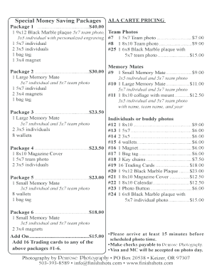 Fillable Online Special Money Saving Packages Fax Email Print - pdfFiller