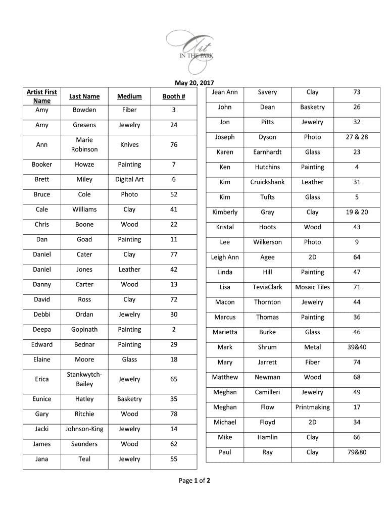 Fillable Online Artist First Fax Email Print - pdfFiller