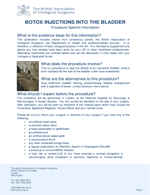 Fillable Online INJECTIONS INTO THE BLADDER Fax Email Print - pdfFiller