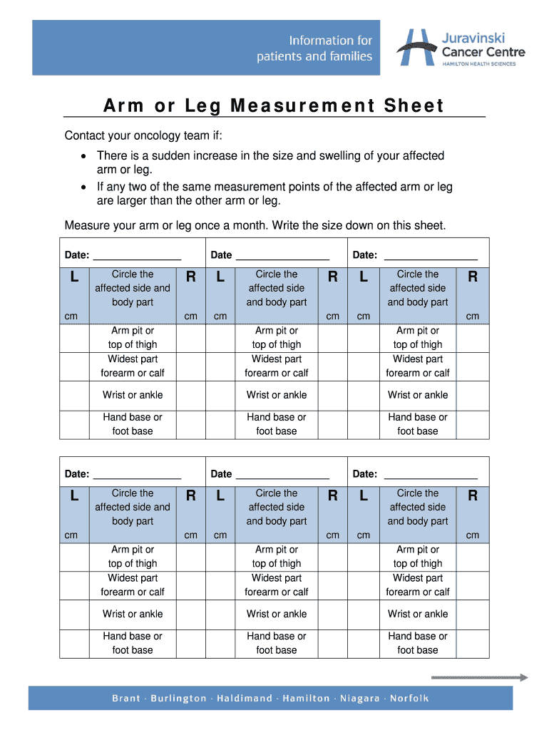 Fillable Online Arm or Leg Measurement Sheet Fax Email Print - pdfFiller