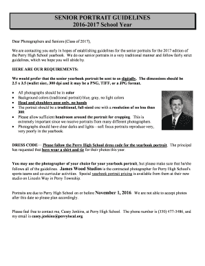 Fillable Online SENIOR PORTRAIT GUIDELINES Fax Email Print - pdfFiller