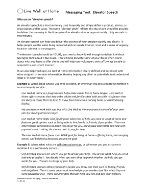 Fillable Online Messaging Tool: Elevator Speech Fax Email Print - pdfFiller