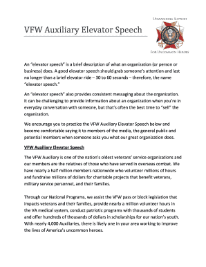 Fillable Online VFW Auxiliary Elevator Speech Fax Email Print - pdfFiller