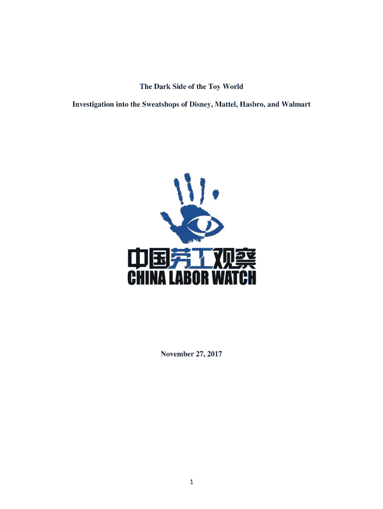 Fillable Online Investigation into the Sweatshops of Disney, Mattel ...