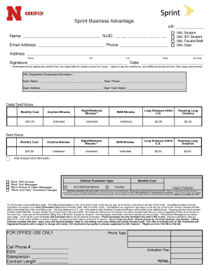 Fillable Online Sprint Business Advantage Fax Email Print - pdfFiller
