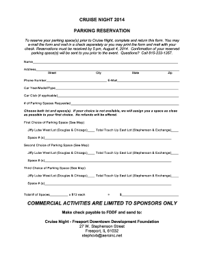 Fillable Online PARKING RESERVATION Fax Email Print - pdfFiller