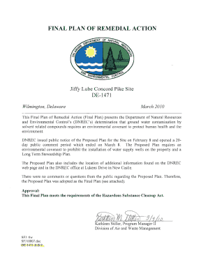 Fillable Online FINAL PLAN OF REMEDIAL ACTION Fax Email Print - pdfFiller