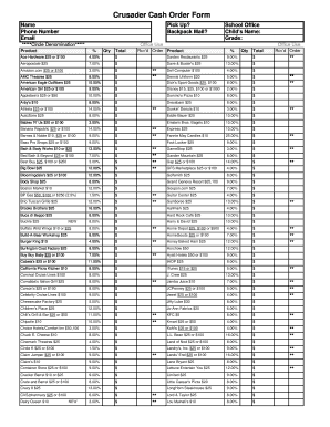 Fillable Online Crusader Cash Order Form Fax Email Print - pdfFiller