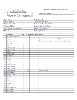 Fillable Online Standard 120-Point Vehicle Inspection Fax Email Print ...