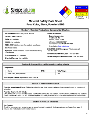 Fillable Online Food Color, Black, Powder MSDS Fax Email Print - pdfFiller
