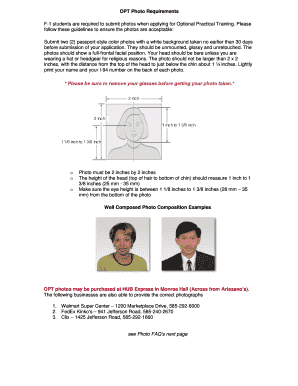 Fillable Online OPT Photo Requirements Fax Email Print - pdfFiller