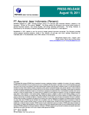 Fillable Online PEFINDO CREDIT RATING INDONESIA Fax Email Print - pdfFiller