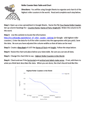 Fillable Online Roller Coaster Data Table and Chart Fax Email Print ...