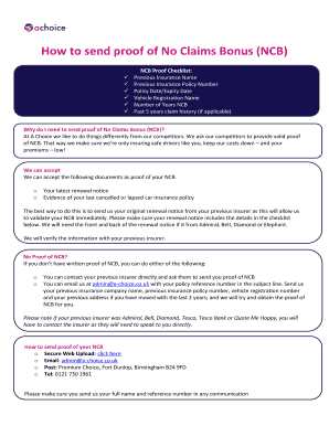 Fillable Online How to send proof of No Claims Bonus (NCB) Fax Email ...