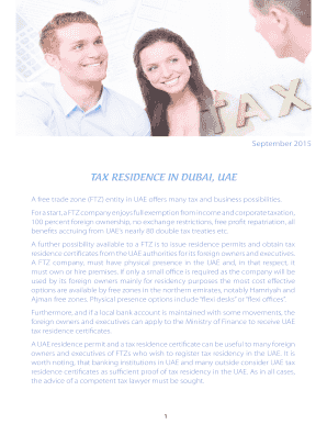 Fillable Online TAX RESIDENCE IN DUBAI, UAE Fax Email Print - pdfFiller