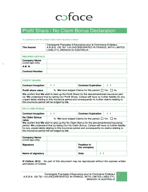 Fillable Online Profit Share / No Claim Bonus Declaration Fax Email ...