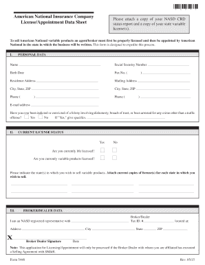 Fillable Online License/Appointment Data Sheet Fax Email Print - pdfFiller