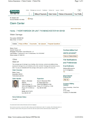 Fillable Online Amica Insurance - Claim Center - Claim File Fax Email ...