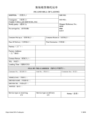 Fillable Online INLAND BILL OF LADING Fax Email Print - pdfFiller