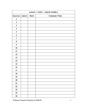 Fillable Online CeMAP 1 - UNIT 1 MOCK PAPER 3 Fax Email Print - pdfFiller