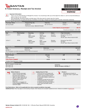 Fillable Online E-Ticket Itinerary, Receipt and Tax Invoice Fax Email ...
