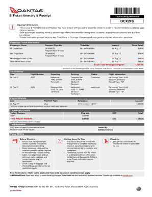 Fillable Online This is your E-Ticket Itinerary & Receipt Fax Email ...