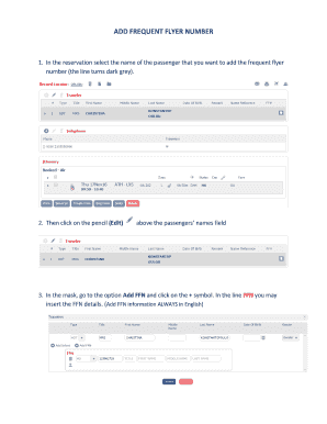 Fillable Online ADD FREQUENT FLYER NUMBER Fax Email Print - pdfFiller