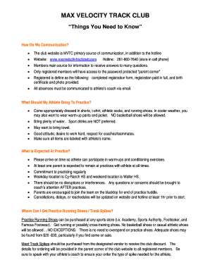 Fillable Online MAX VELOCITY TRACK CLUB Fax Email Print - pdfFiller