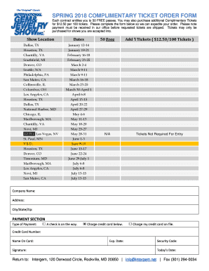 Fillable Online SPRING 2018 COMPLIMENTARY TICKET ORDER FORM Fax Email ...