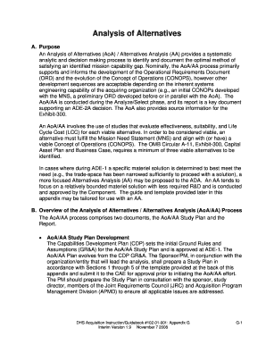 Fillable Online An Analysis of Alternatives (AoA) / Alternatives ...