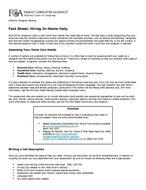 Fillable Online Fact Sheet: Hiring In-Home Help Fax Email Print - pdfFiller