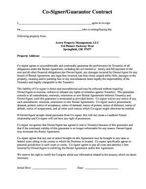 Fillable Online Co-Signer/Guarantor Contract Fax Email Print - pdfFiller