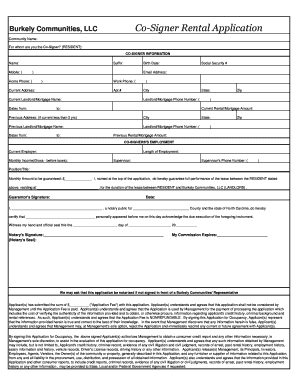 Fillable Online CoSigner Rental Application Fax Email Print - pdfFiller