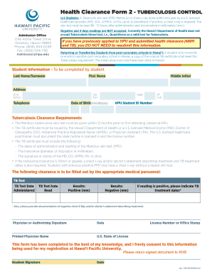 Fillable Online blogs ksbe Health Clearance Form 2 - TUBERCULOSIS ...