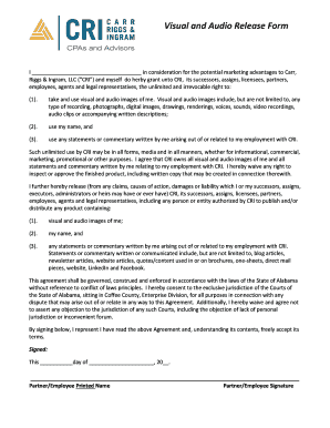 Fillable Online Visual and Audio Release Form Fax Email Print - pdfFiller