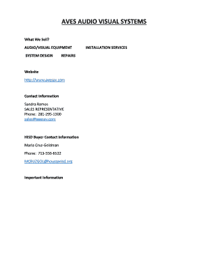 Fillable Online AVES AUDIO VISUAL SYSTEMS Fax Email Print - pdfFiller