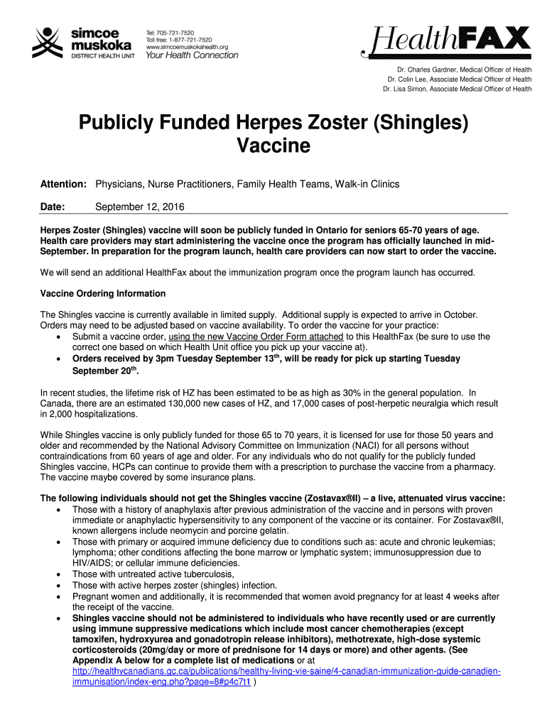 Fillable Online SIMCOE MUSKOKA DISTRICT HEALTH UNIT HEALTH FAX Fax Email Print - pdfFiller