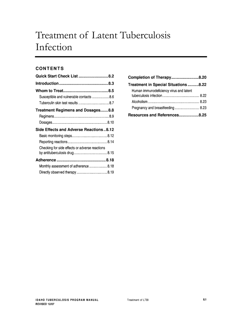 Fillable Online Treatment of Latent Tuberculosis Fax Email Print ...