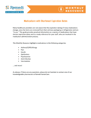 Fillable Online Medications with Shortened Expiration Dates Fax Email ...